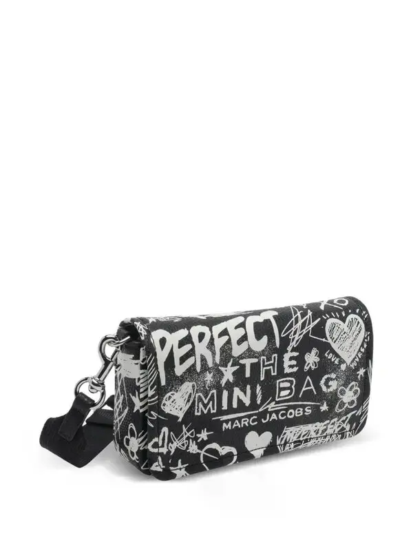 Marc Jacobs Leather Crossbody Bag With Scribble Print - Black
