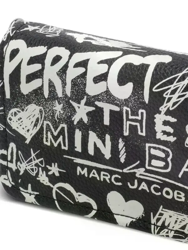 Marc Jacobs Leather Crossbody Bag With Scribble Print - Black