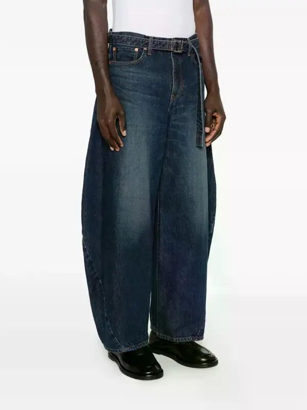 Sacai Belted Barrel-leg Jeans