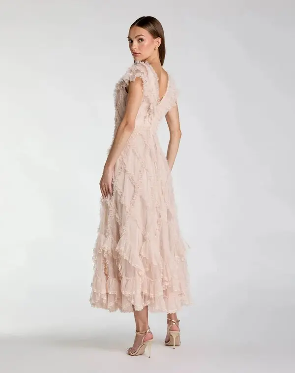 Mac Duggal Petite Ruffle A-line Midi Dress