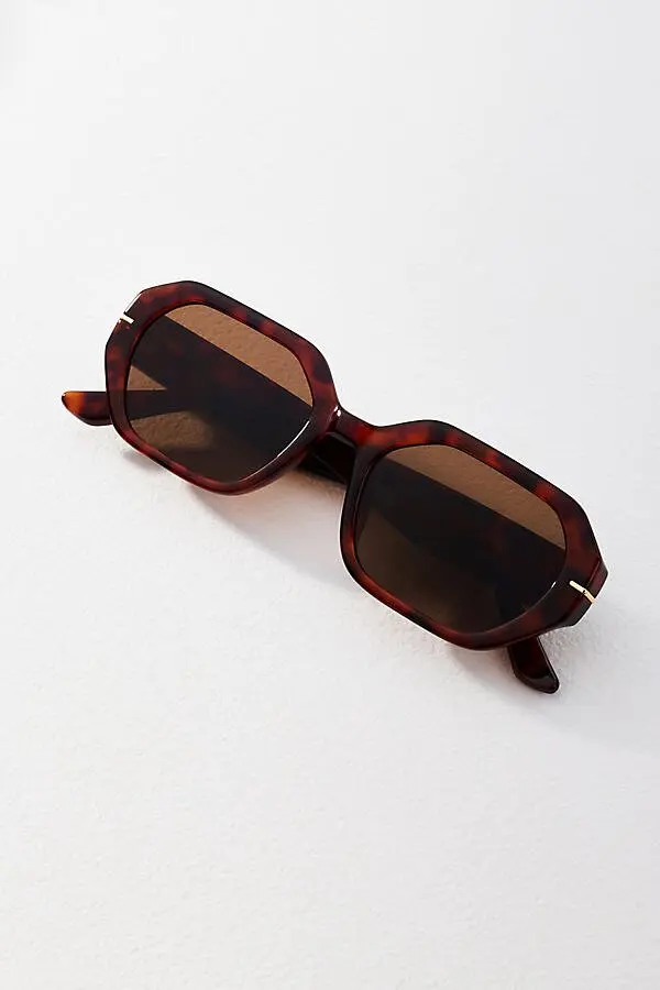 I SEA Geometric East West Rectangle Sunglasses - Bronze Leopard