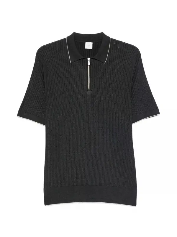 Eleventy Half-zip Ribbed Polo Shirt
