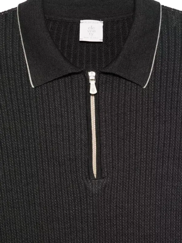 Eleventy Half-zip Ribbed Polo Shirt