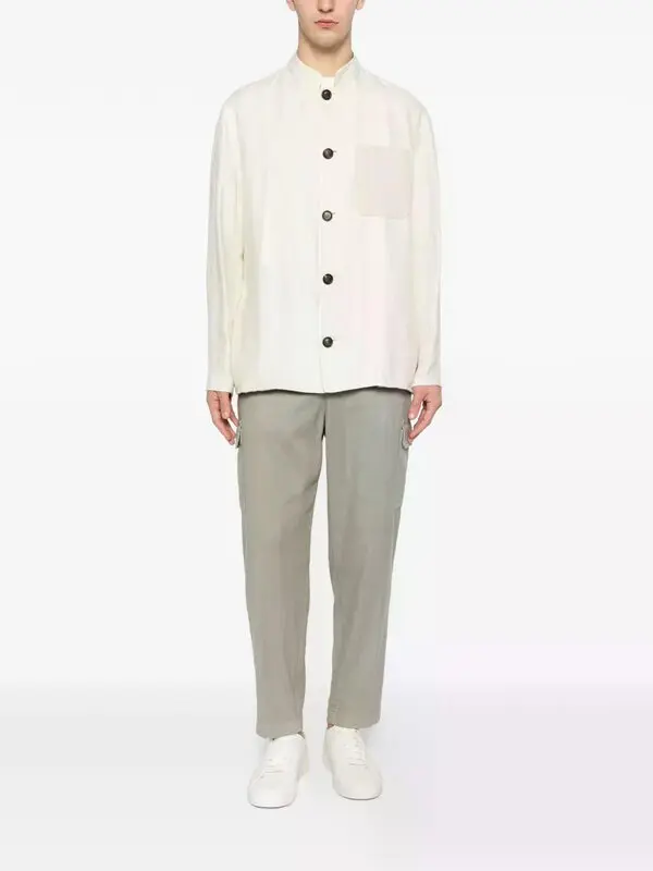 Eleventy Buttoned Patch-pocket Overshirt - Neutrals