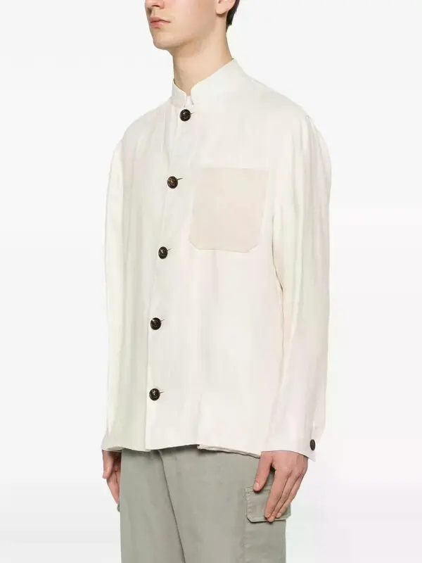 Eleventy Buttoned Patch-pocket Overshirt - Neutrals
