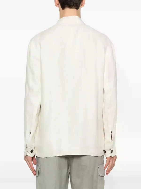 Eleventy Buttoned Patch-pocket Overshirt - Neutrals