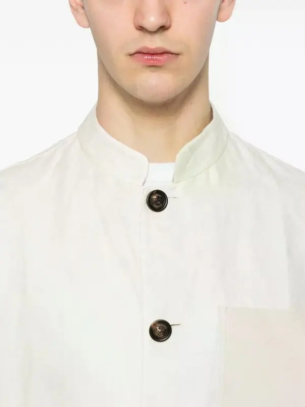 Eleventy Buttoned Patch-pocket Overshirt - Neutrals