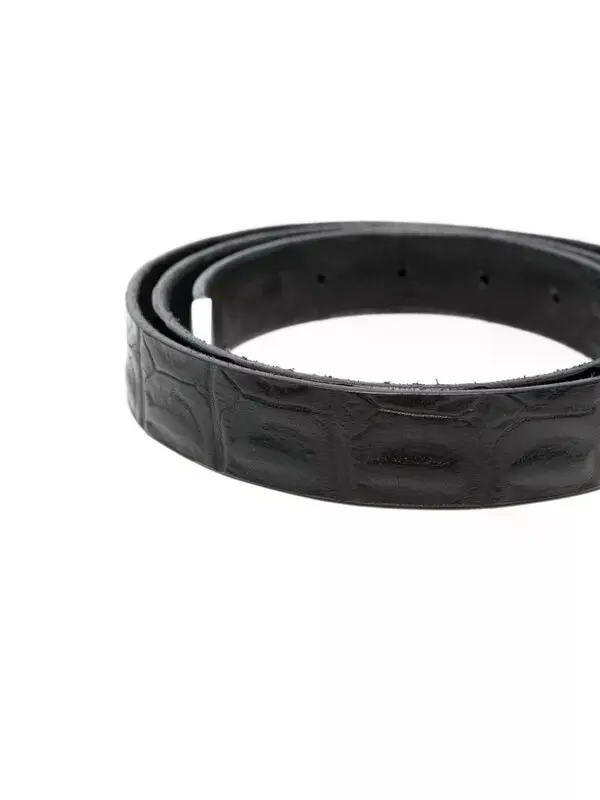 Eleventy Crocodile-effect Silver-tone Belt - Black