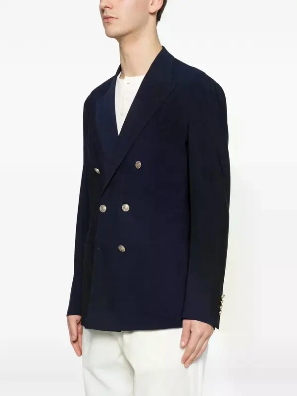 Eleventy Double-breasted Pocket Jacket - Blue