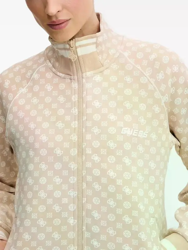 Guess Patterned Zip-up Sweatshirt - Neutrals