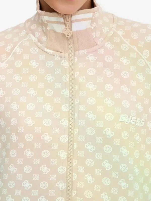 Guess Patterned Zip-up Sweatshirt - Neutrals
