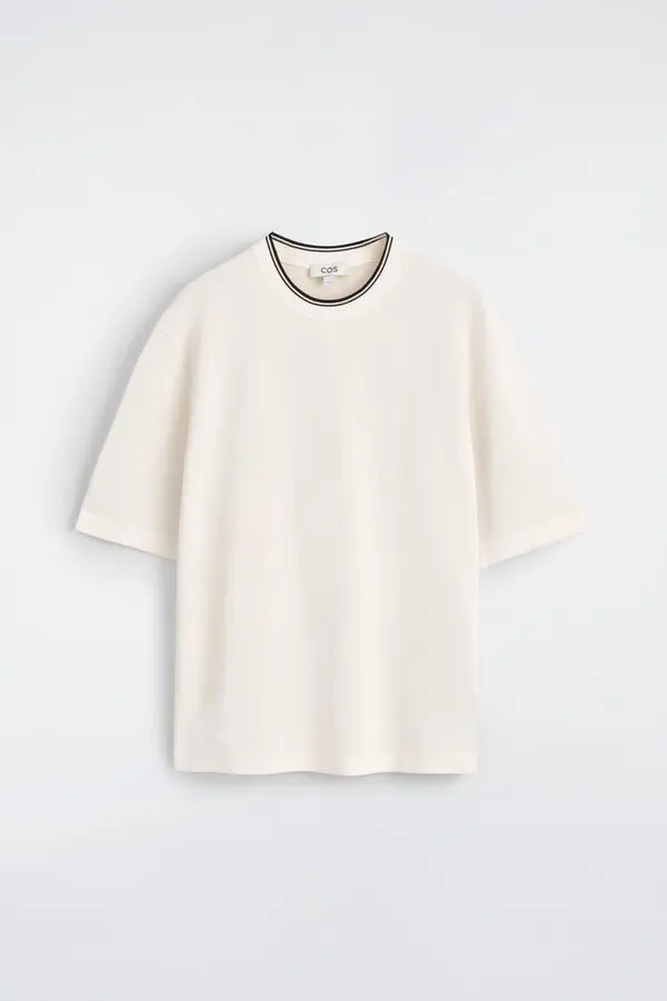 Cos Oversized Double-faced Knitted T-shirt - White