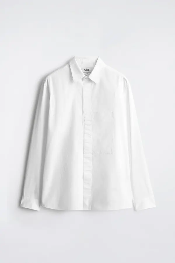 Cos Slim Pocket-detail Pima Cotton Shirt - White