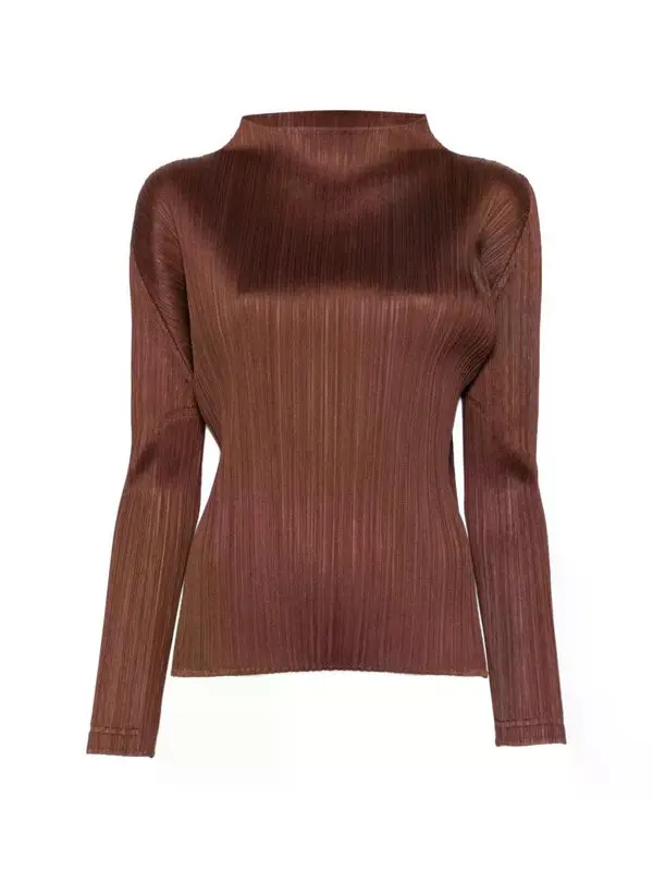 Issey Miyake Pleated Top - Brown