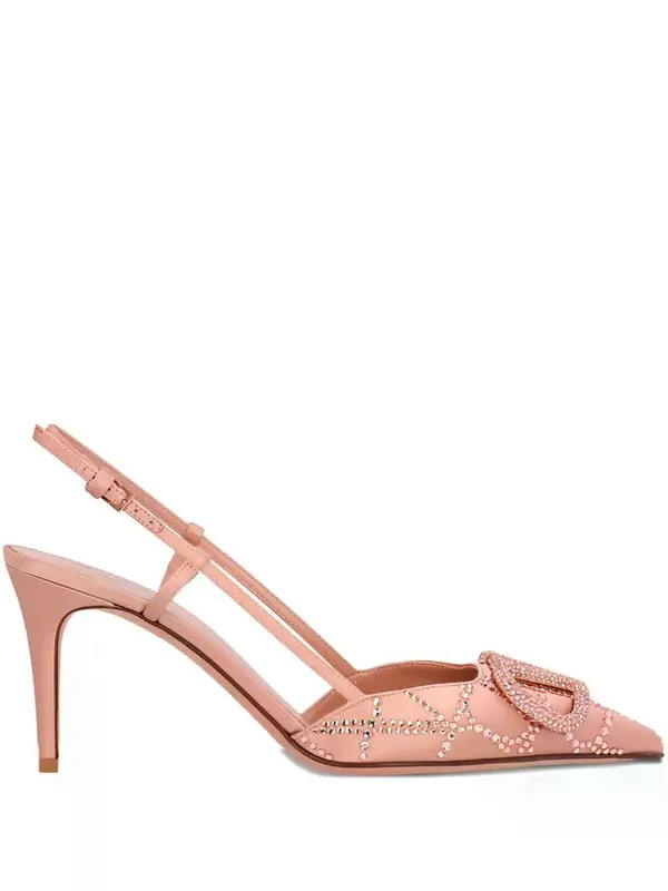 Valentino Garavani Vlogo Signature Crystal-embellished Slingback Pumps - Pink