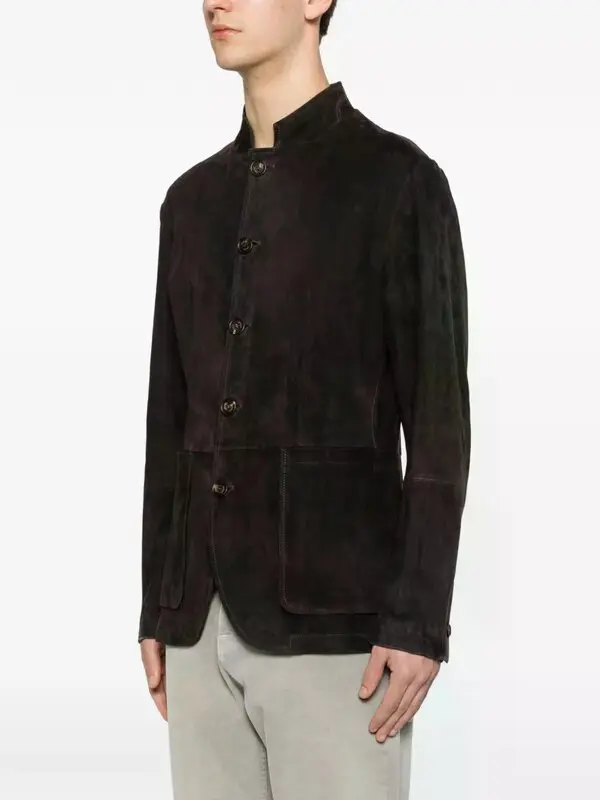Eleventy Button Sheep Suede Jacket - Brown