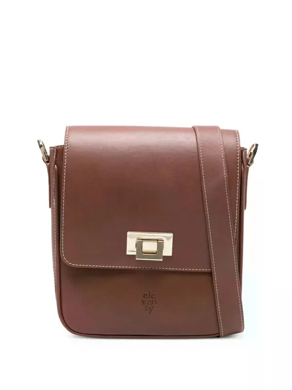 Eleventy Logo-debossed Leather Cross Body Bag - Brown