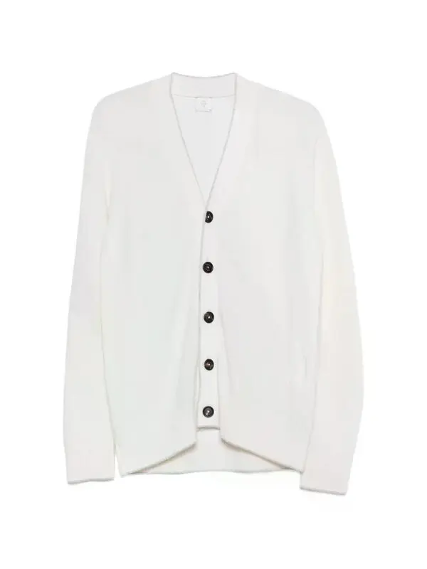 Eleventy Contrasting-trim Buttoned Cardigan - Neutrals