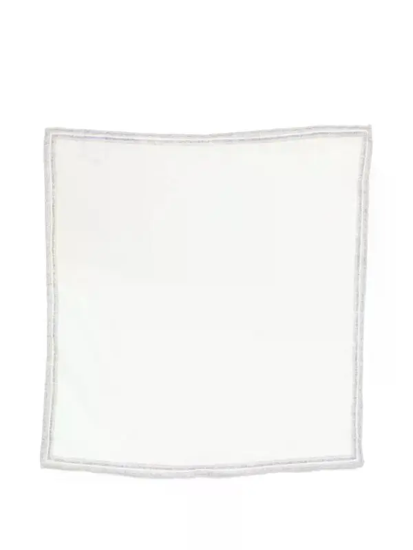 Eleventy Border Handkerchief - White
