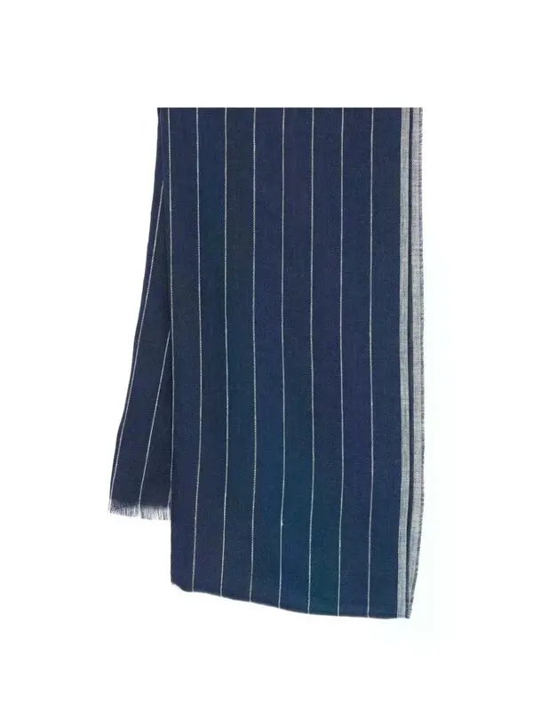 Eleventy Striped-pattern Fringed Scarf - Blue
