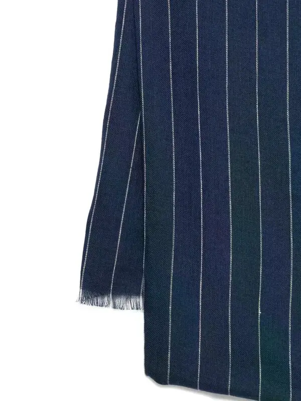 Eleventy Striped-pattern Fringed Scarf
