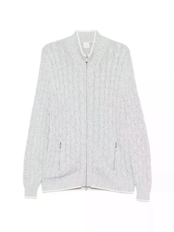 Eleventy Cable-knit Zip-up Cardigan - Blue