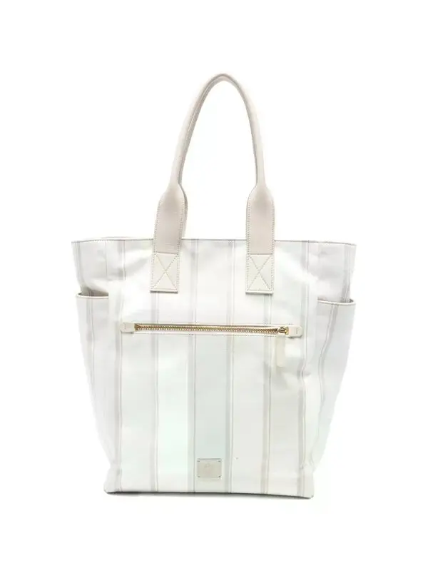 Eleventy Striped Tote Bag - White