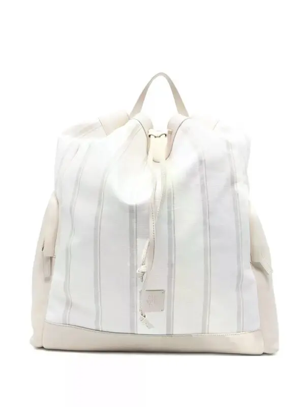 Eleventy Striped-pattern Drawstring Backpack - White