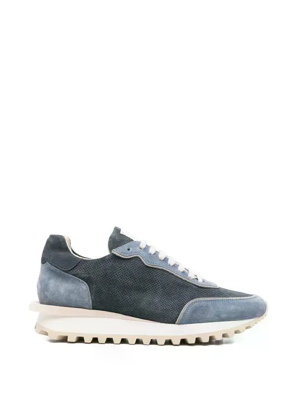 Eleventy Perforated Panelled Sneakers - Blue