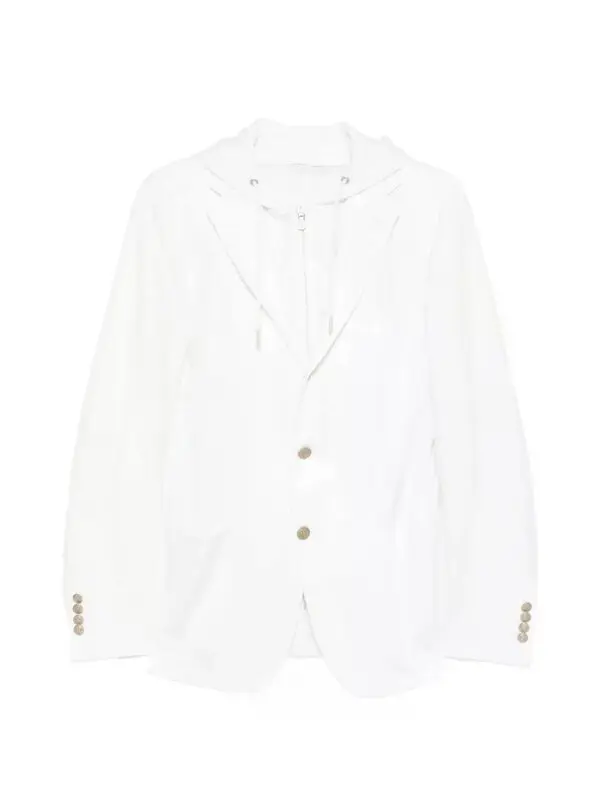 Eleventy Hooded Single-breasted Jacket - White