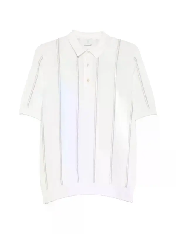 Eleventy Striped Polo Shirt - White