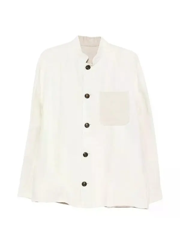 Eleventy Buttoned Patch-pocket Overshirt - Neutrals