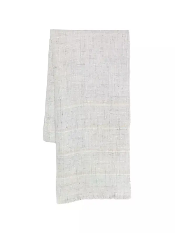 Eleventy Striped-pattern Linen Scarf - Grey