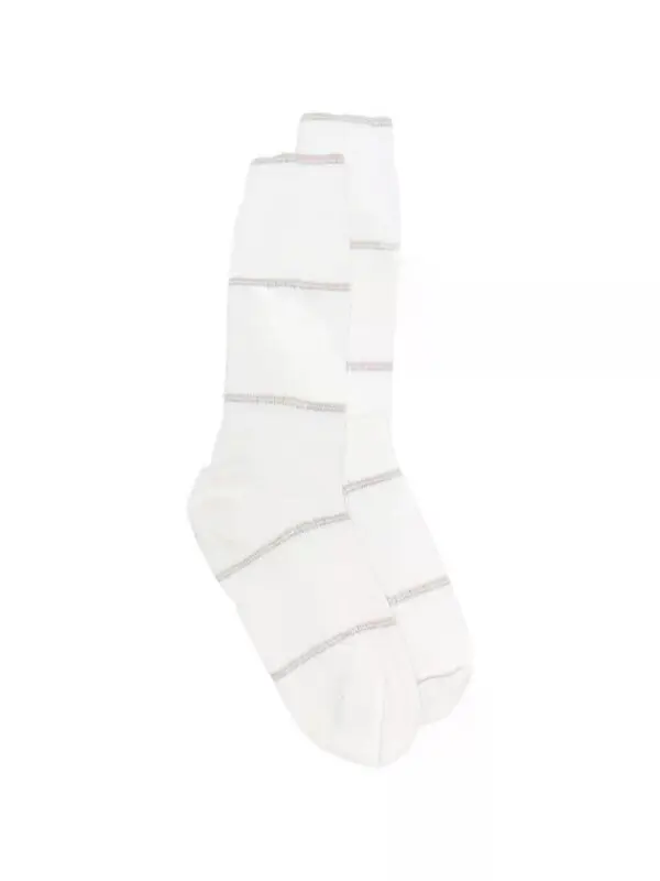 Eleventy Striped Socks - White