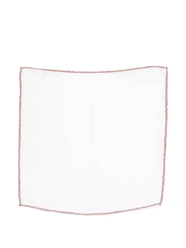 Eleventy Braided Trim Handkerchief - White