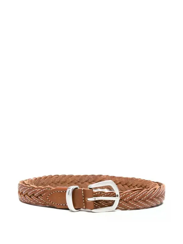 Eleventy Braided Leather Belt - Neutrals