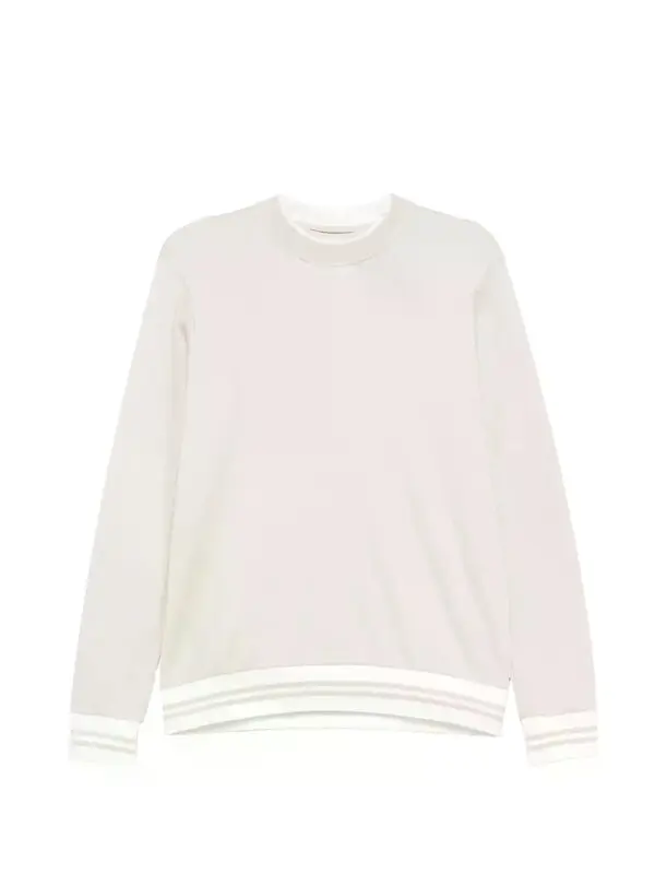 Eleventy Striped-trim Sweatshirt - Neutrals