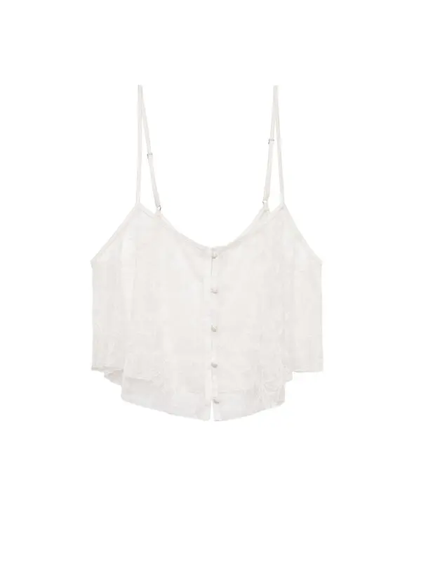 Fleur Du Mal Jasmine Lace Flutter Cami - Ivory