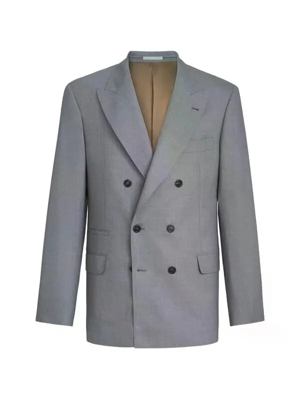 Brunello Cucinelli Virgin-wool And Silk Lightweight Hopsack One-and-a-half Breasted Blazer - Grey
