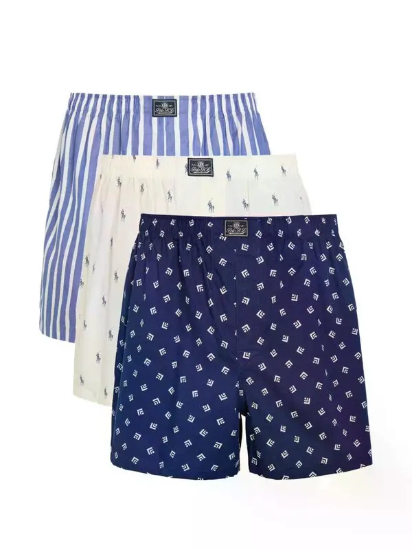 Polo Ralph Lauren Striped Print Boxer Set Of Three - Blue