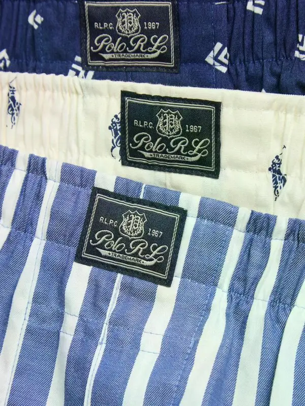 Polo Ralph Lauren Striped Print Boxer Set Of Three - Blue