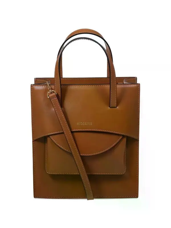 HIDESINS Flap Leather Tote Bag - Brown