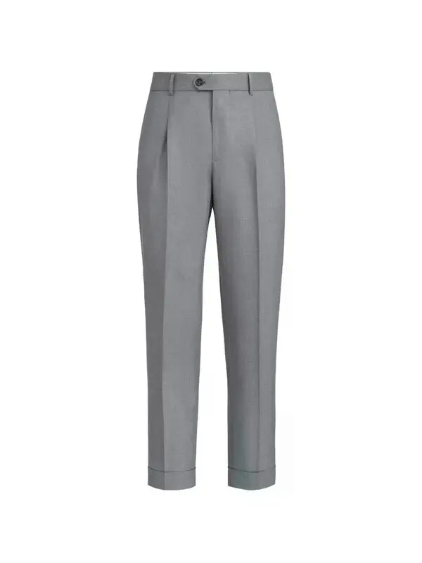 Brunello Cucinelli Virgin-wool And Silk Lightweight Hopsack Trousers With Pleat - Grey