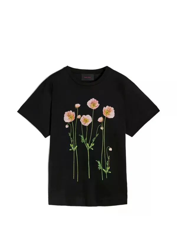 Simone Rocha Poppy-print T-shirt - Black