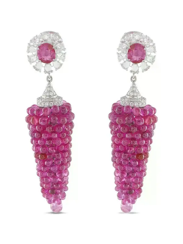 LB EXCLUSIVE White Gold Diamond And Ruby Earrings - Silver