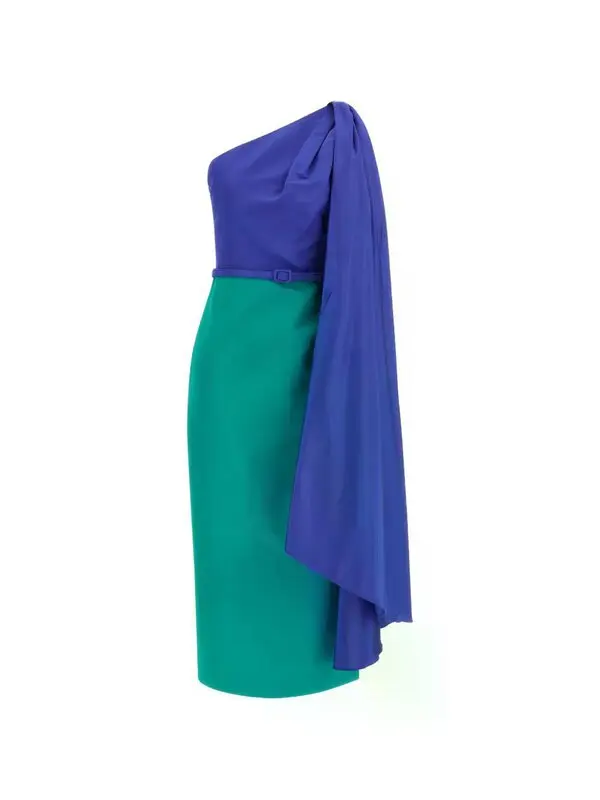 Carolina Herrera Colour Block One-shoulder Dress - Blue