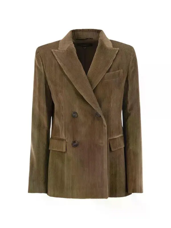 Max Mara Peaked Lapels Velvet Blazer - Brown