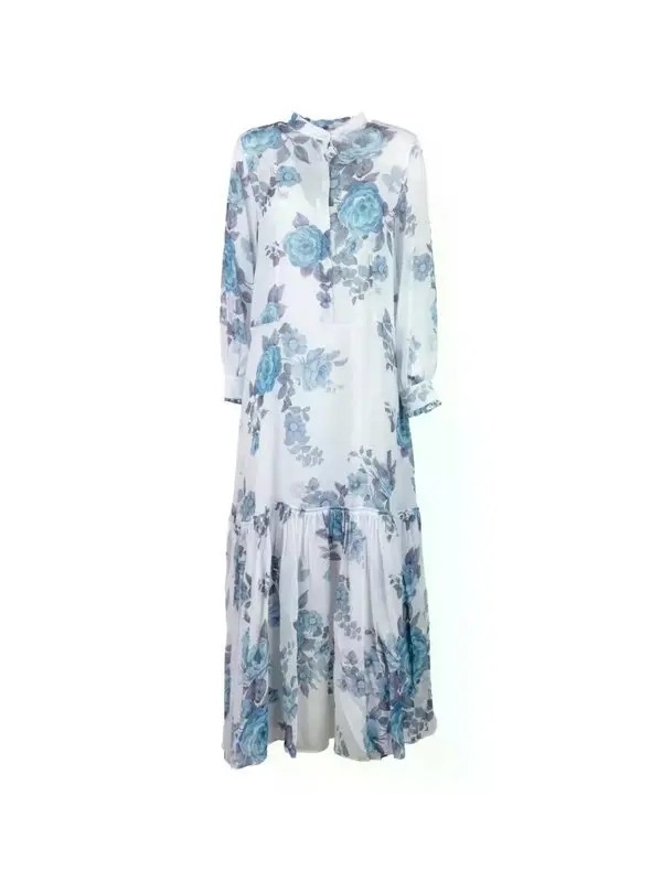 Marella Floral Ruffled Dress - White