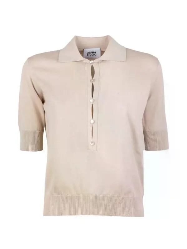 Alpha Studio Button Polo Top