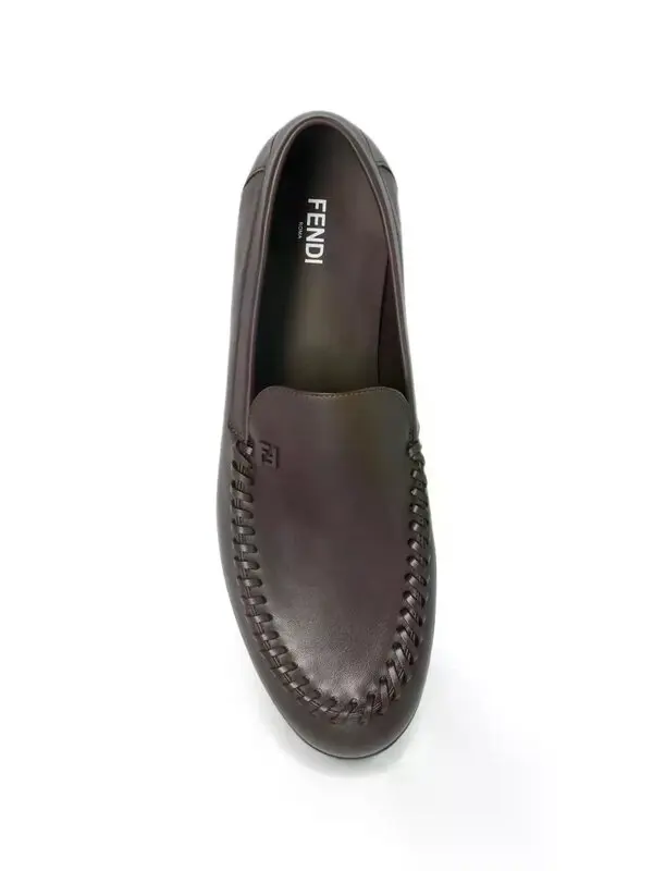 Fendi Whipstitch Detail Loafers - Brown